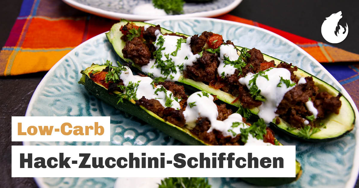 Hack-Zucchini-Schiffchen ⛵️😍 Low-Carb Auflauf mit Gemüse & Hackfleisch
