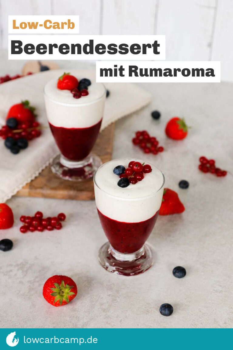Beerendessert mit Rumaroma 🍓🫐 Low-Carb, fruchtig & lecker
