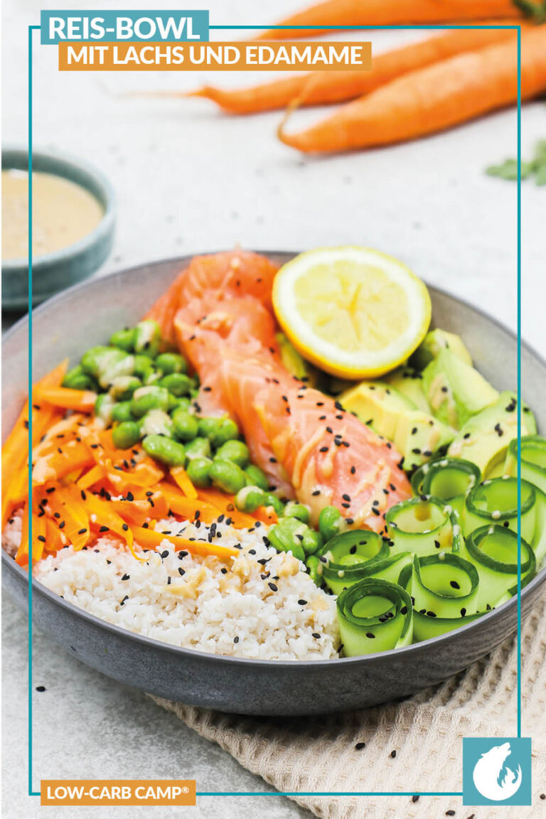 Reis-Bowl mit Lachs und Edamame 🥣😍 Bunt, lecker & Low-Carb!